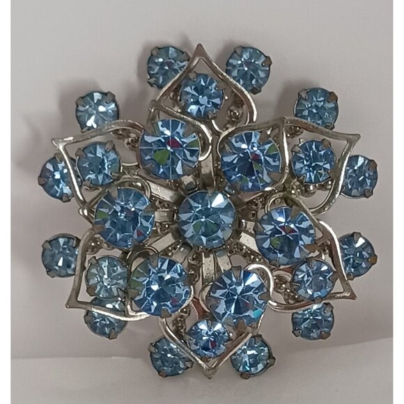 Estate | Jewelry | Vintage Light Blue Rhinestone Flower Brooch 5 | Poshmark